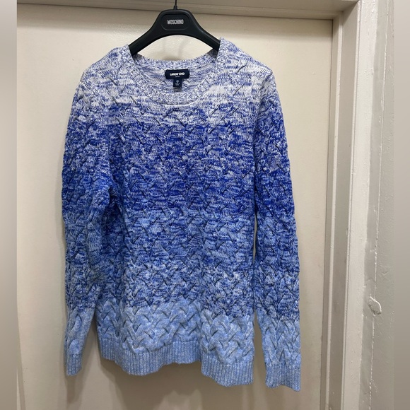 Lands' End | Sweaters | Lands End Cable Knit Drifter Sweater Blue Ombre ...